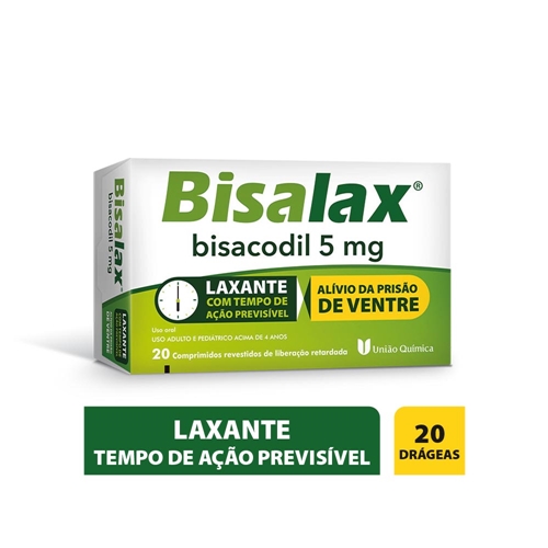 BISALAX 5MG 20 DRÁGEAS - BISALAX 5MG 20 COMPRIMIDOS - UNIAO QUIMICA