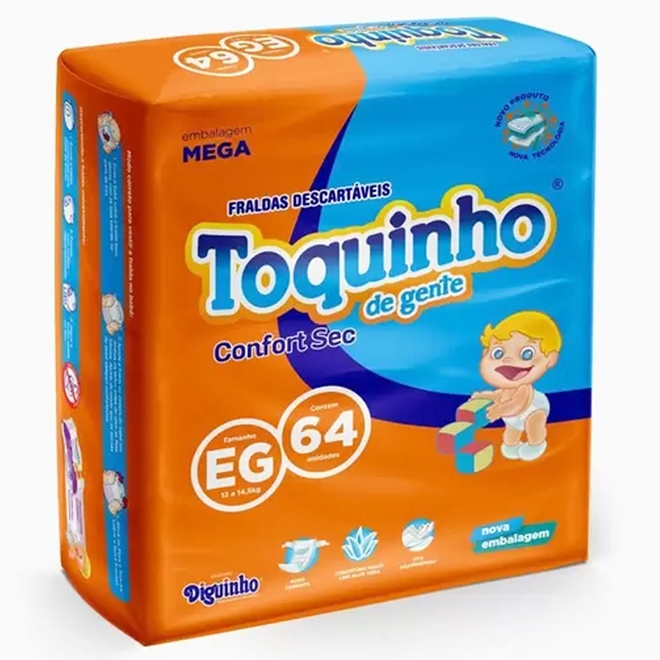 FRALDA TOQUINHO CONFORT SEC EG 64 UNIDADES - FRALDA TOQUINHO CONFORT ...