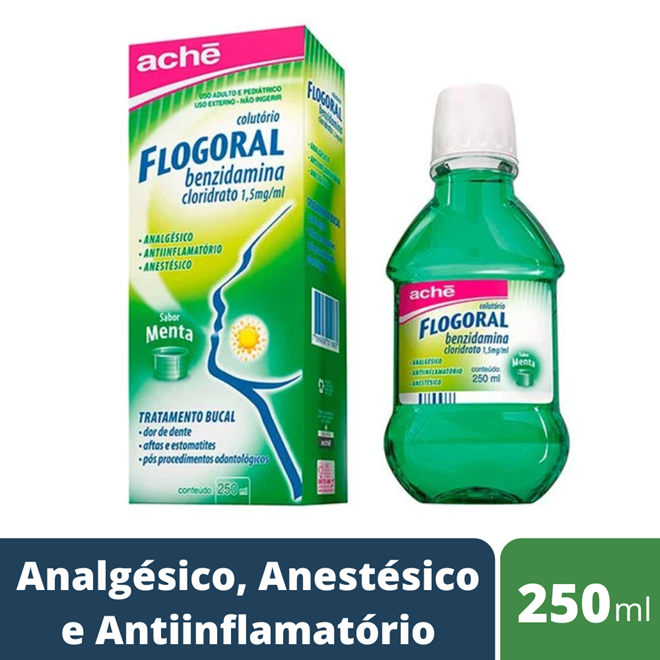 Colutório Flogoral Menta 250ml - FLOGORAL COLUTORIO MENTA 250ML - ACHE