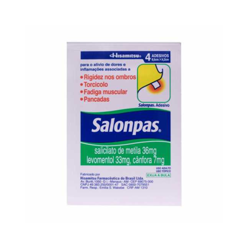 Salonpas Adesivo Pequeno 4Uni - SALONPAS ADESIVOS PEQUENO C/ 4 - HISAMITSU